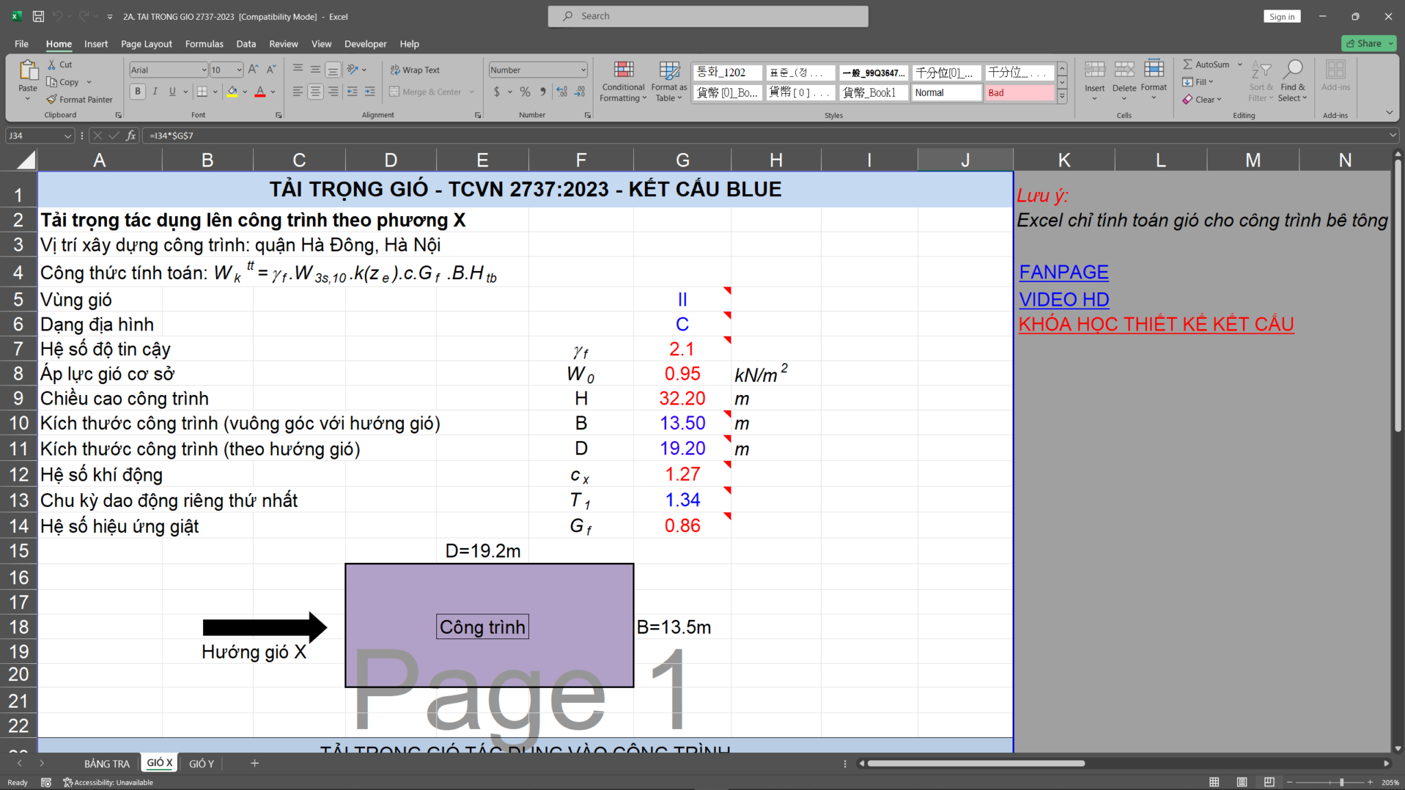 EXCEL TÍNH TOÁN - KẾT CẤU BLUE